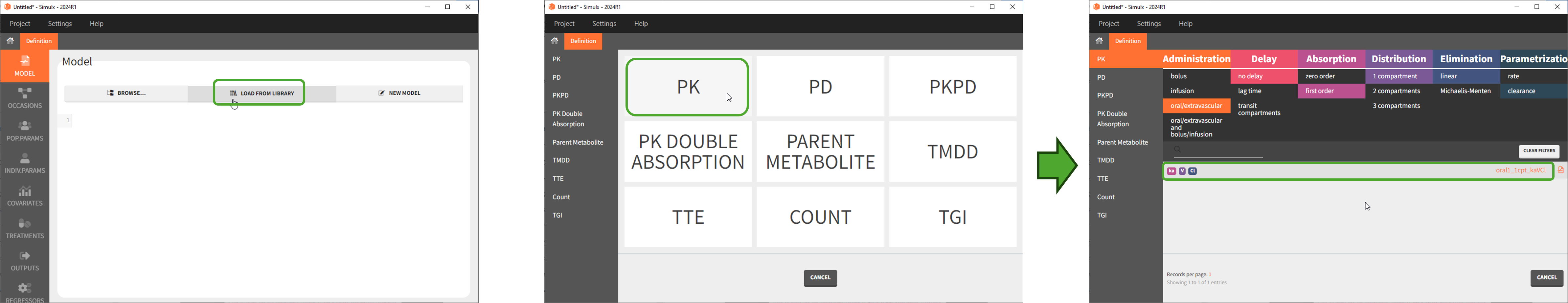 Using or editing models from the libraries