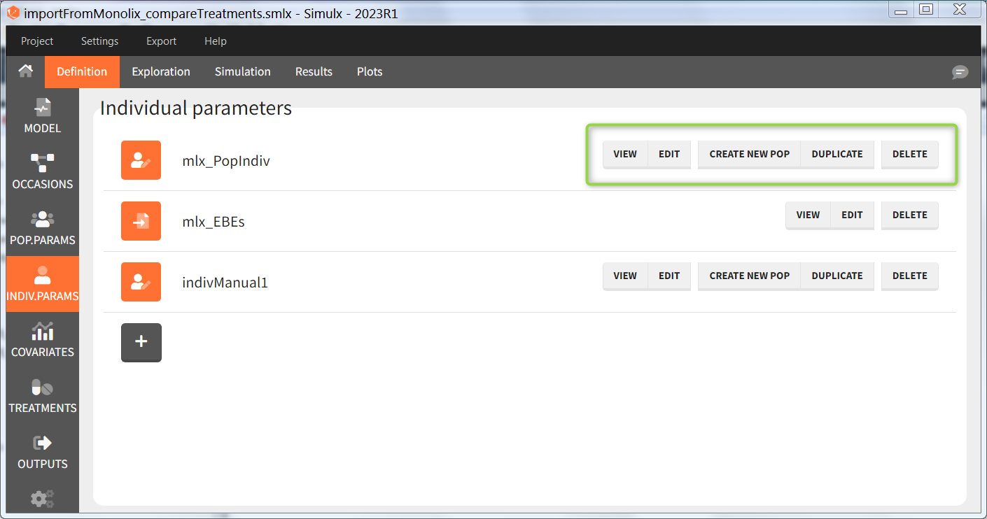 Individual parameters